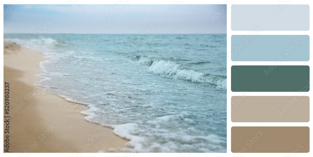 Color palette appropriate to photo of sandy beach and sea Stock Photo ...