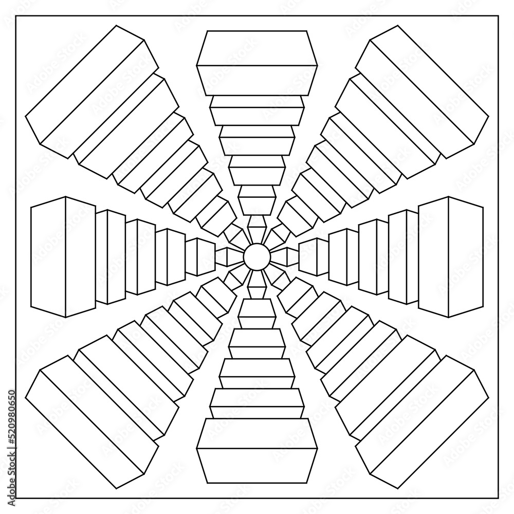 Decorative 3d doodle drawing from a stack of cubes in 8 directions for ...