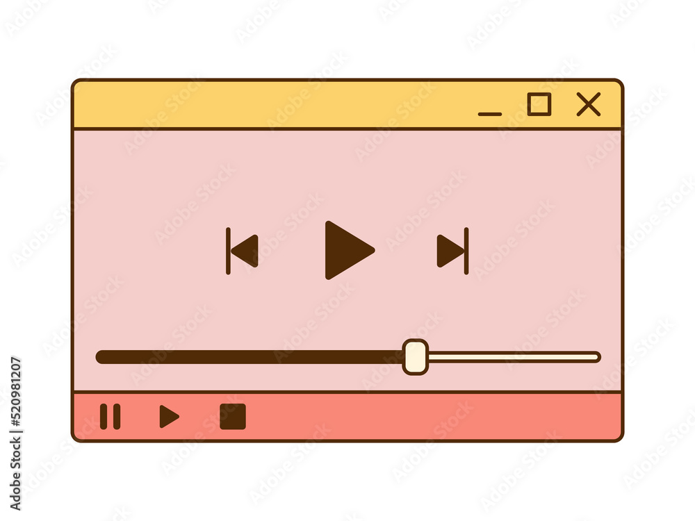 Vector retro video player window. Nostalgic UI. Retro vaporwave ...