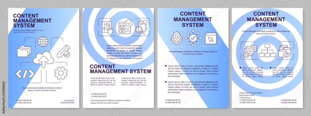 Content management platform blue gradient brochure template. Digital ...