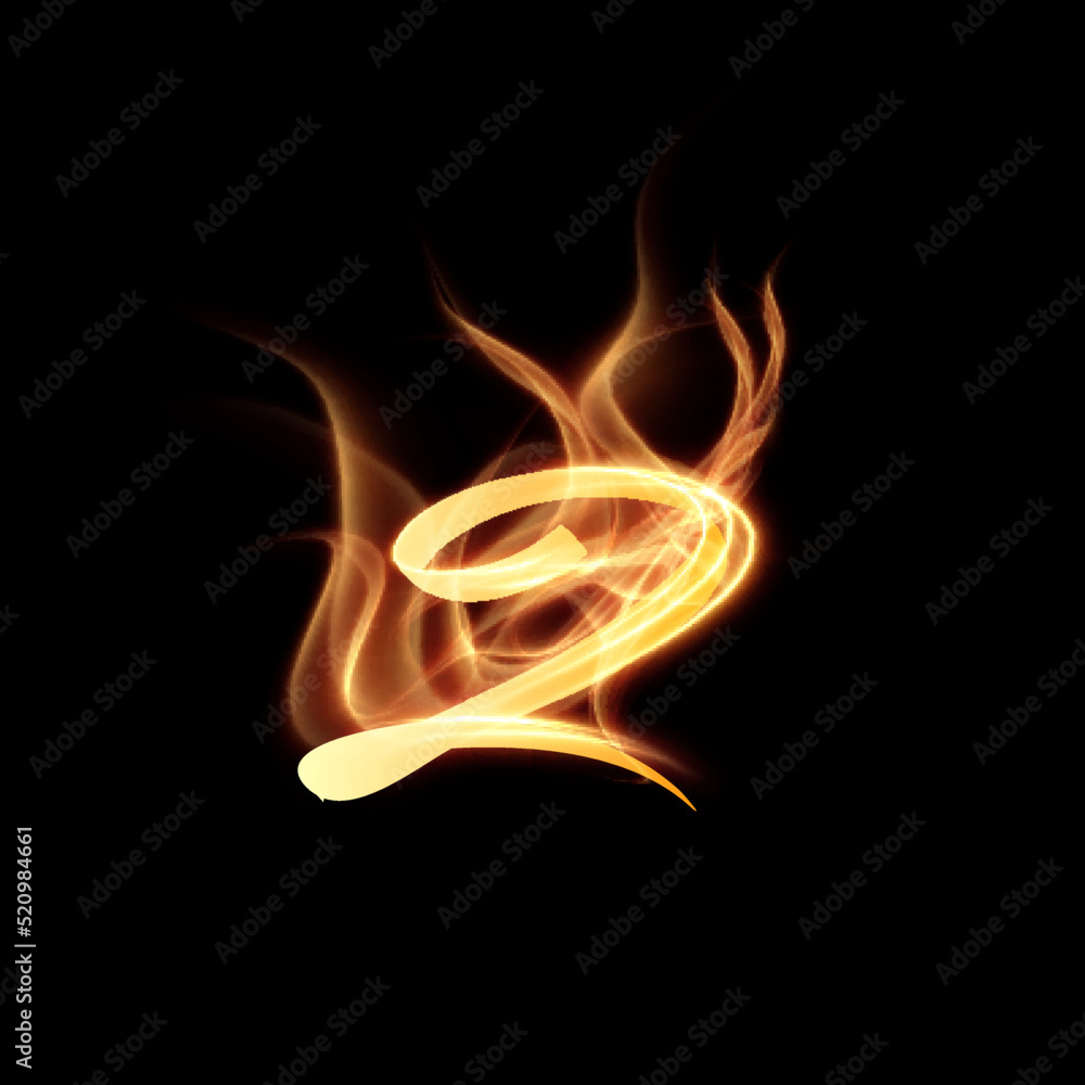 Burning fire number 2. Digit two with fire effect on black background ... Burning fire number 2. Digit two with fire effect on black background ...