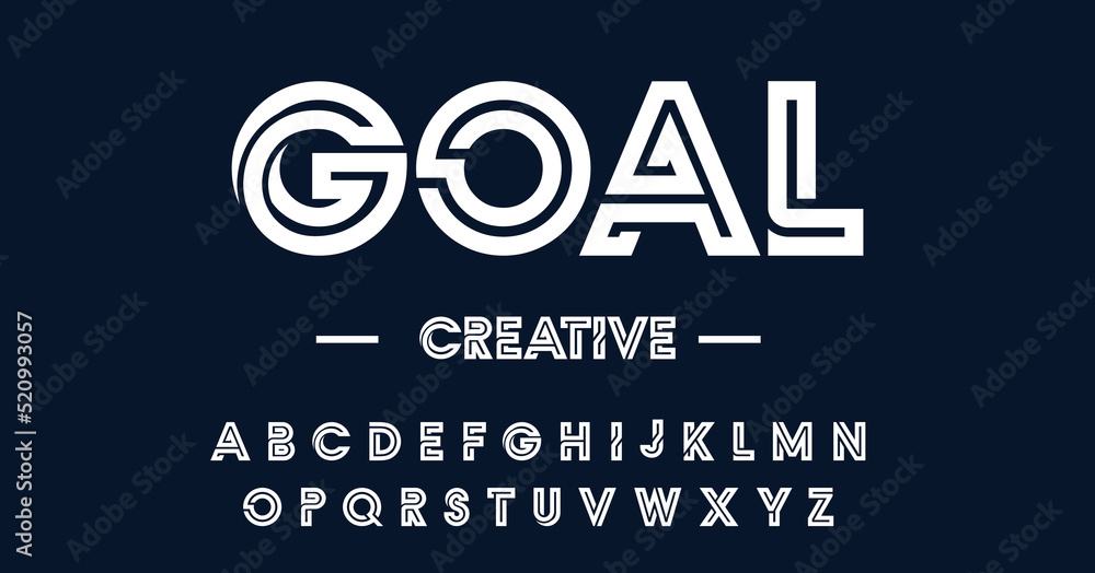 GOAL Double line monogram alphabet and tech fonts. Lines font regular ...