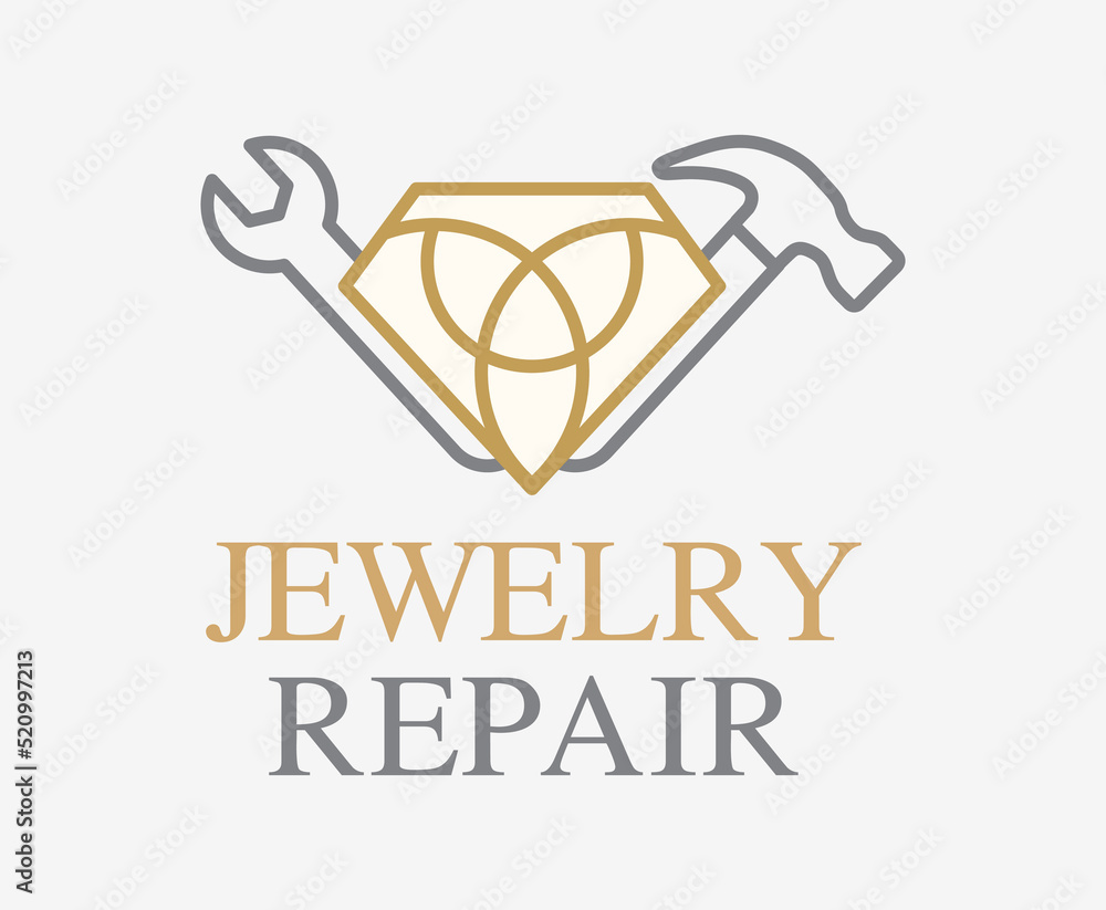 Jewelry Repair Services logo. Antique Jewelry Repair vector sign. Stock ...