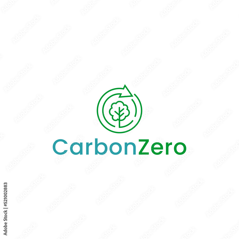 carbon zero logo design. green leaf and neutral emission concept vector ...