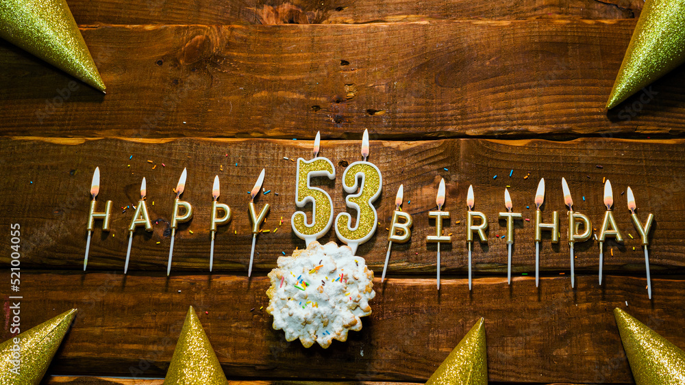 golden letters of the candle with the number happy birthday, the ...