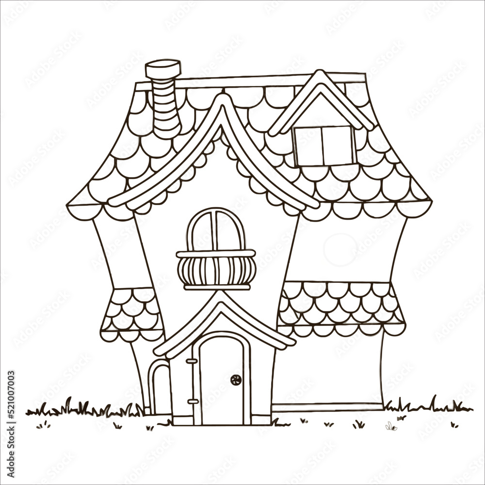 Line Art Illustration Treehouse coloring page For Kids and adults Stock ...