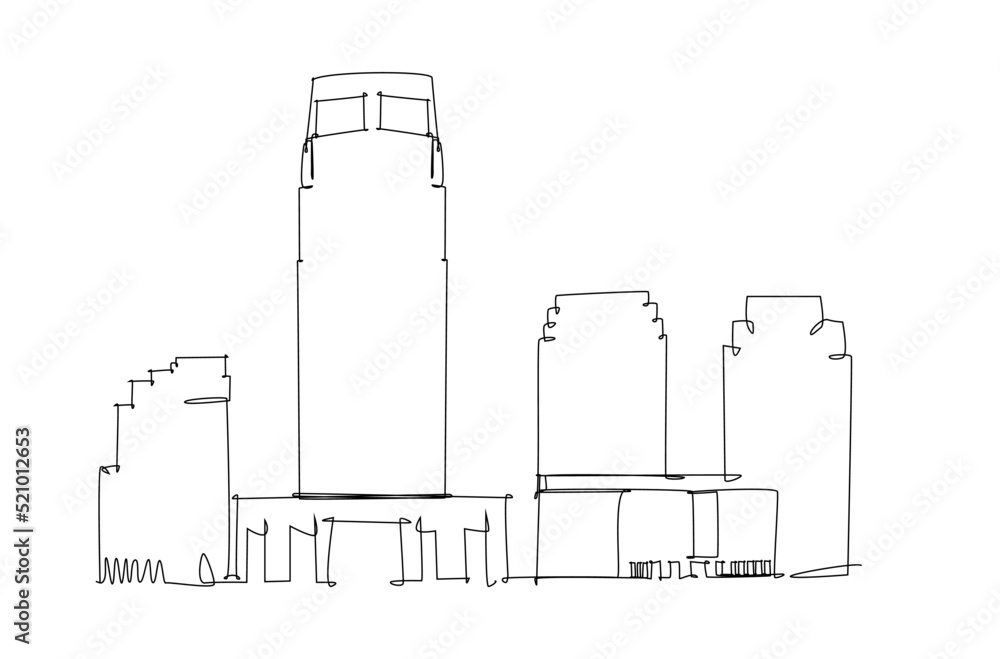City skyline Line drawing. vector illustration modern buildings ...