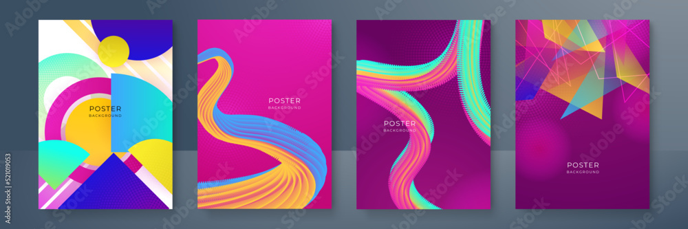 Gradient trendy colourful flowing geometric pattern background texture ...