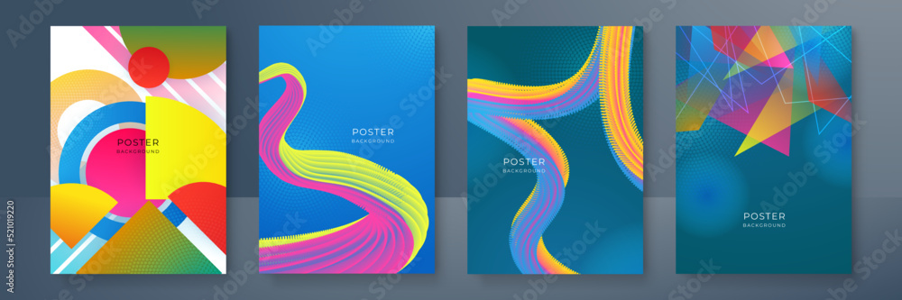 Gradient trendy colourful flowing geometric pattern background texture ...