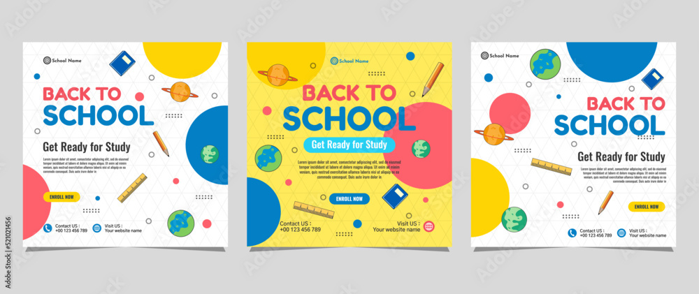 Back to school social media post template design. For web ads, postcard ...
