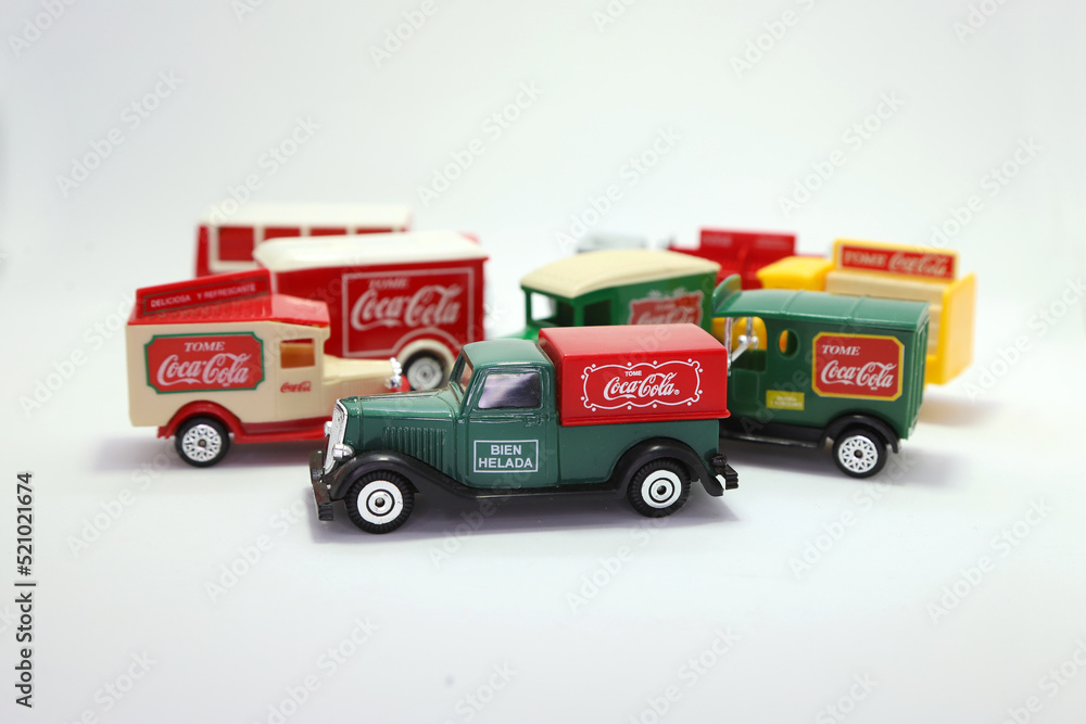 Coke drink. Coca Cola collectible trucks. Toys for children with the ...