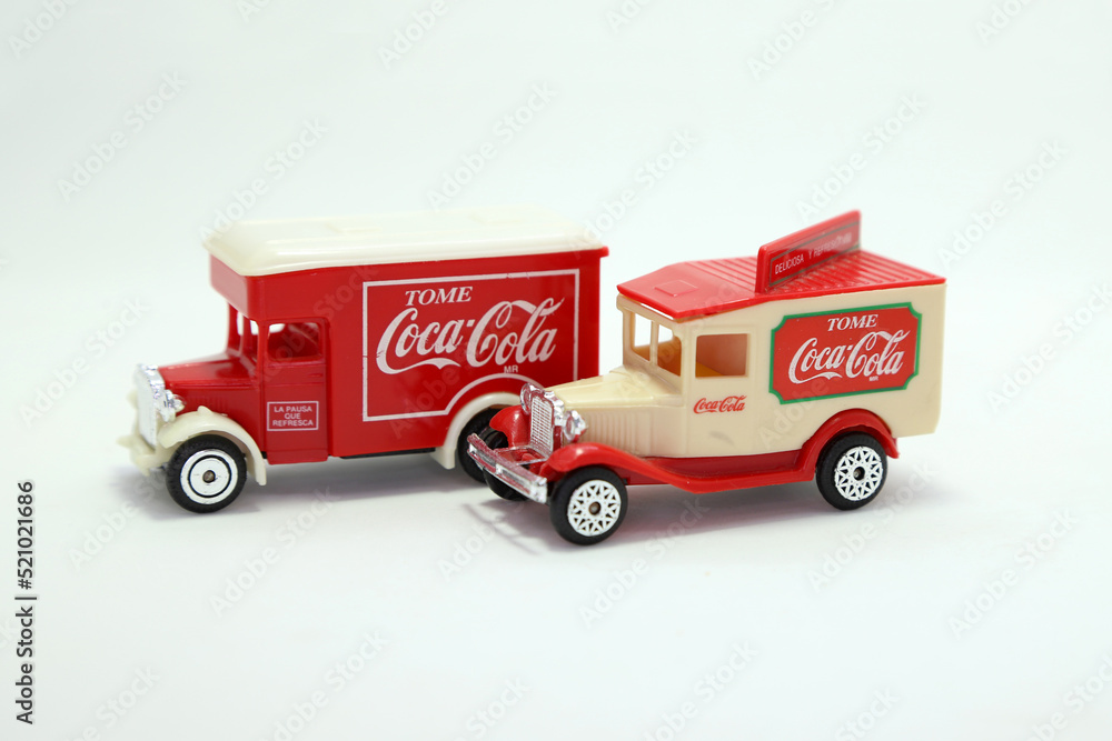 Coke trucks. Coke drink. Toys for children with the soda cola brand ...