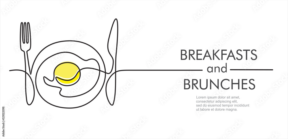Continuous one line art or One Line Drawing of plate, knife and fork ...