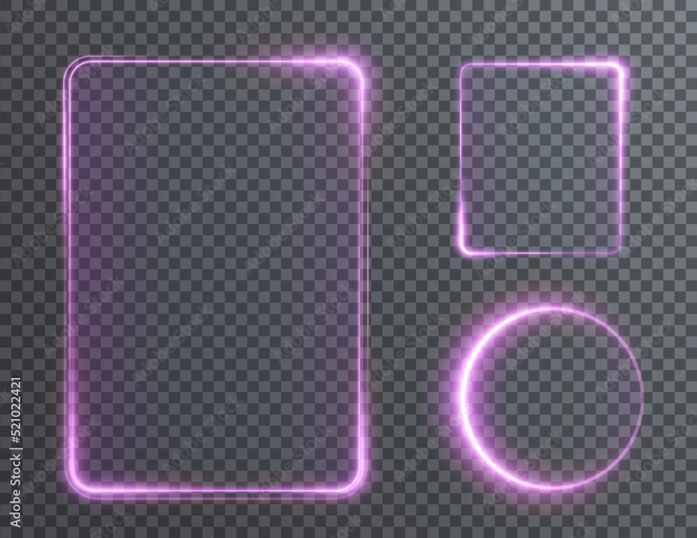 Collection of futuristic hud light pink frame. Technological background ...