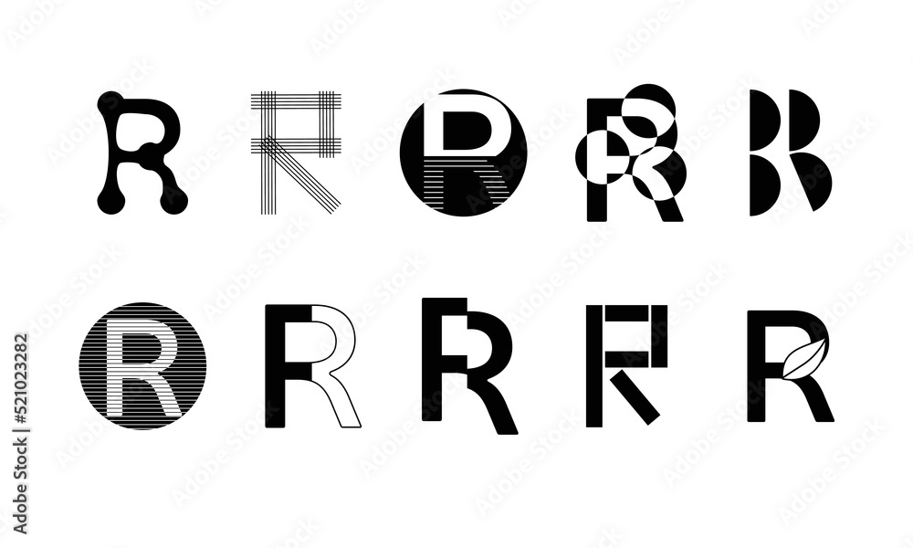 Monogram set Logos with the letter R, collection Stock Vector | Adobe Stock