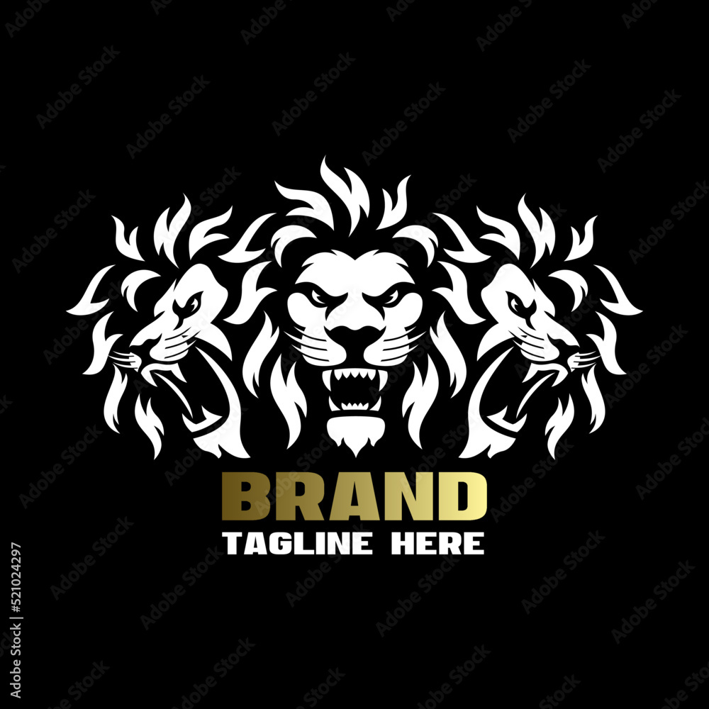 Modern mascot triple head lion king logo. Vector illustration Stock ...