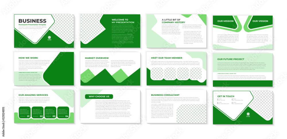 Business PowerPoint presentation design green with ppt template Stock ...