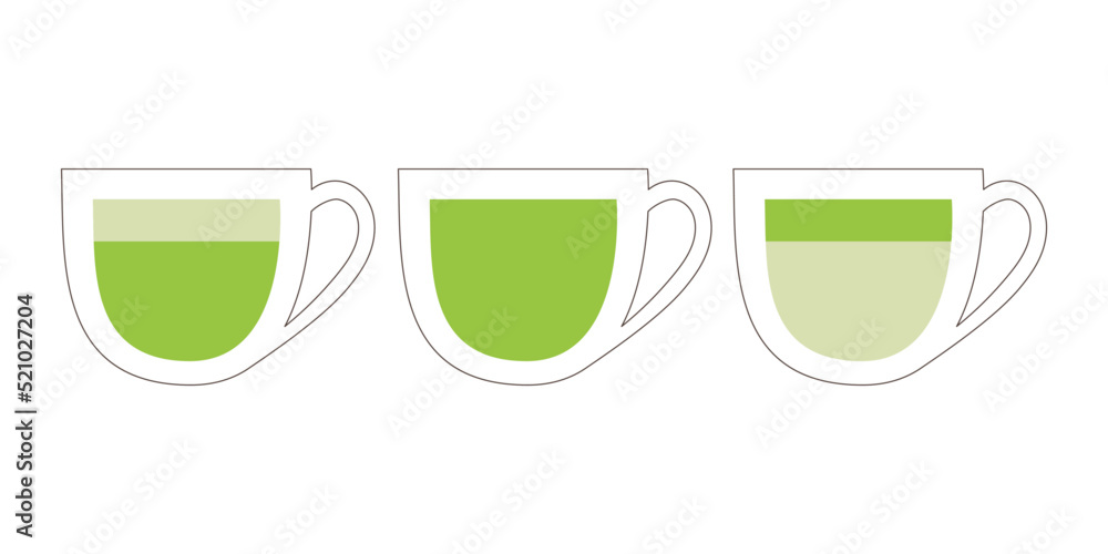 Matcha green tea logo in linear minimal style. Organic latte tea ...