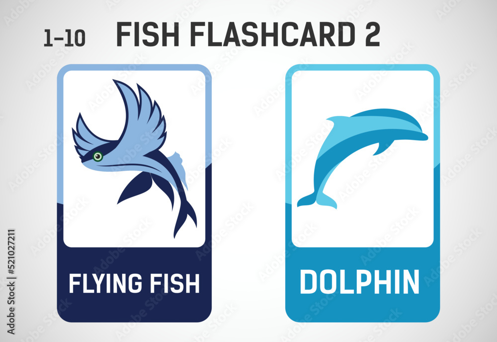 Fish flashcards for kids. Educational cards for preschool. Printable ...