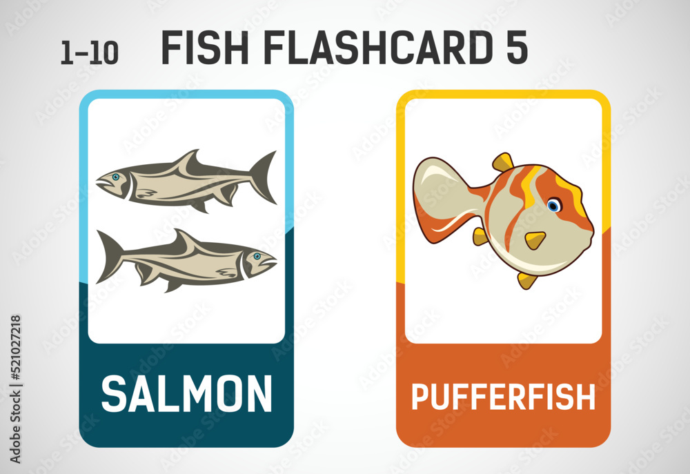 Fish flashcards for kids. Educational cards for preschool. Printable ...