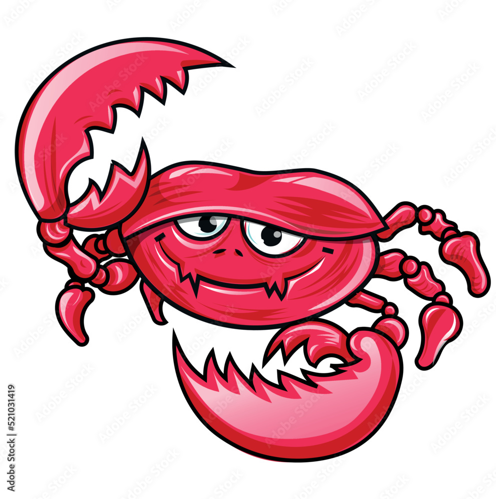 Cartoon smiling crab. isolated on white background Stock Vector | Adobe ...