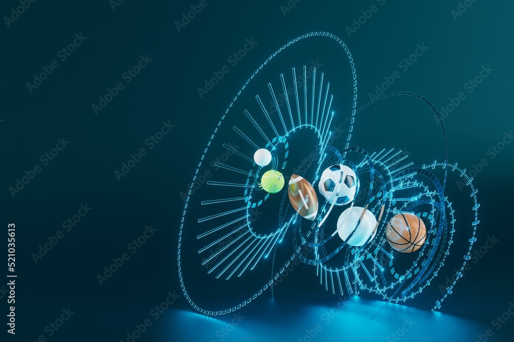 sport object design on blue background. gold winner cup and gold coin ...