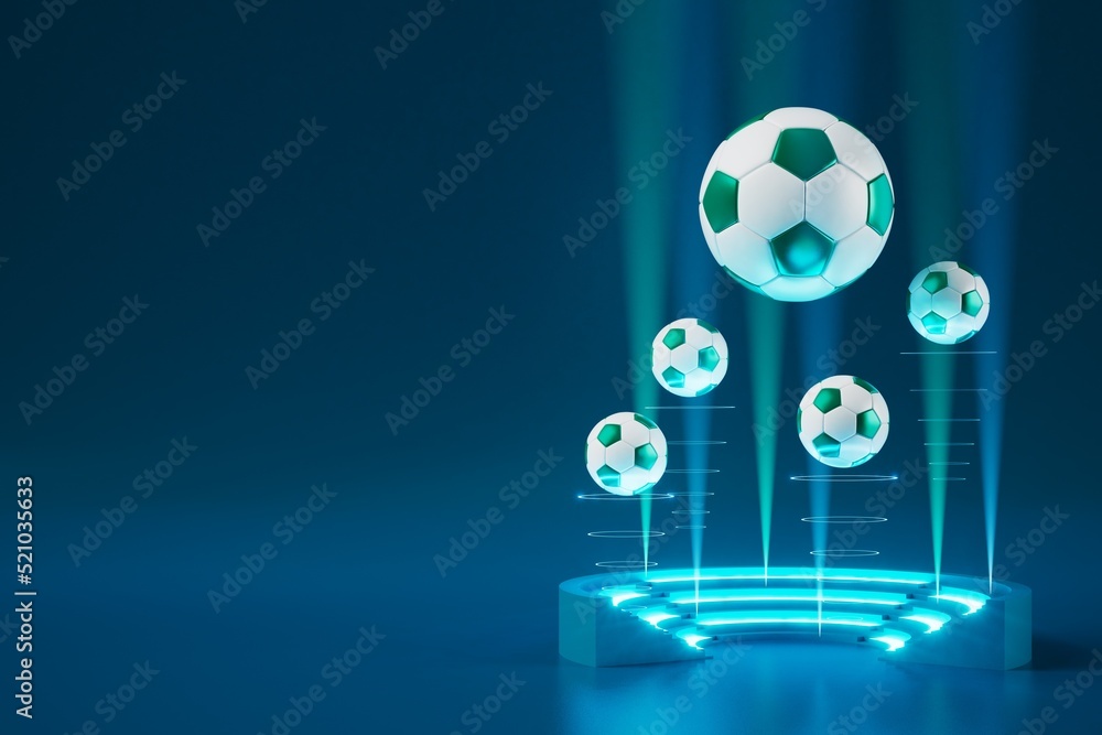 sports ball on sci-fi background. 3d illustrator. competition concept ...