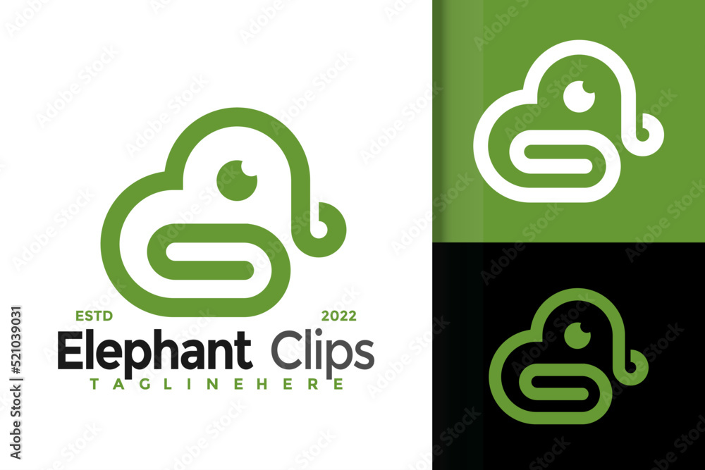 Elephant Clips Logo Design brand identity logos vector modern logo Logo ...