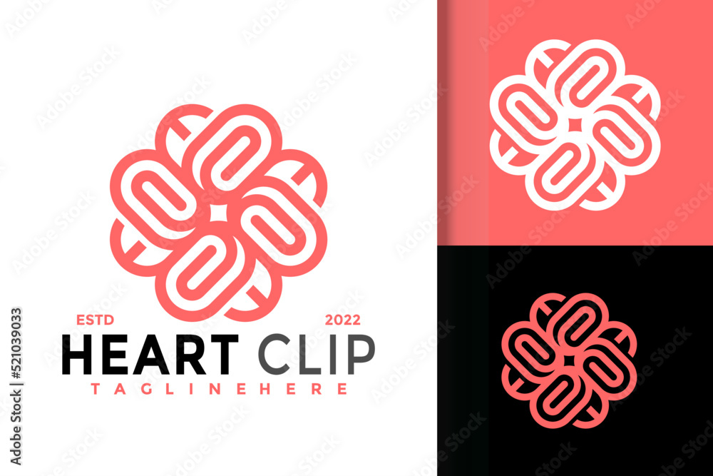 Heart Papper Clip Logo Design, brand identity logos vector, modern logo ...