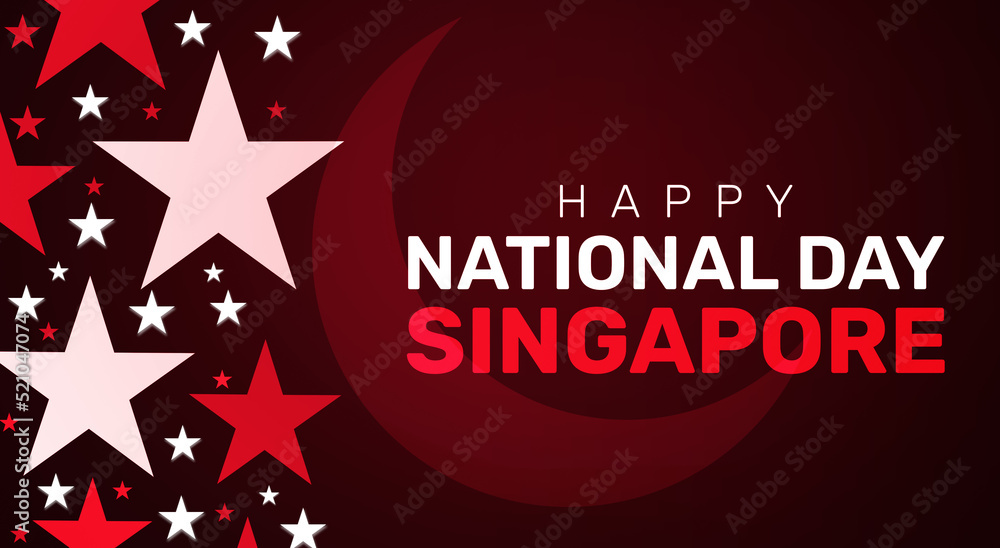 Happy National Day Singapore abstract background with red stars and ...