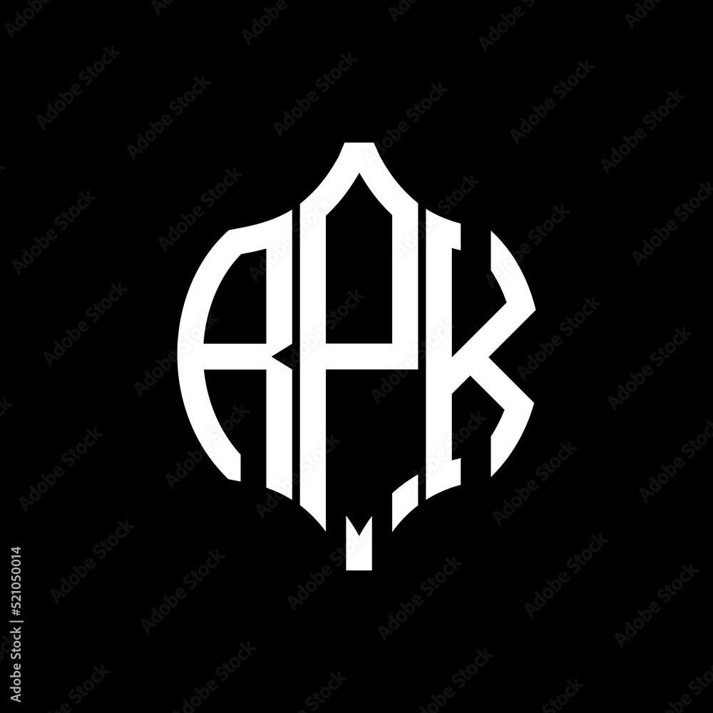 RPK letter logo. RPK best black background vector image. RPK Monogram ...