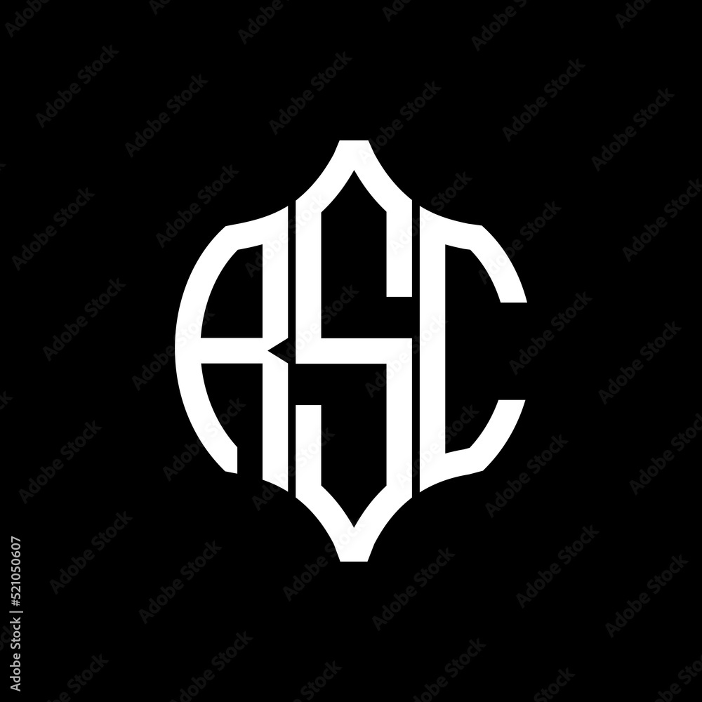 RSC letter logo. RSC best black background vector image. RSC Monogram ...