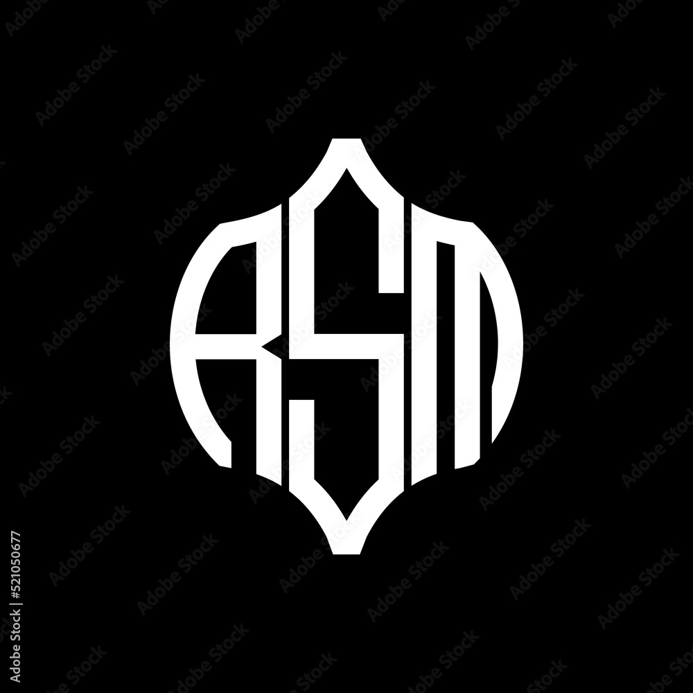 RSM letter logo. RSM best black background vector image. RSM Monogram ...