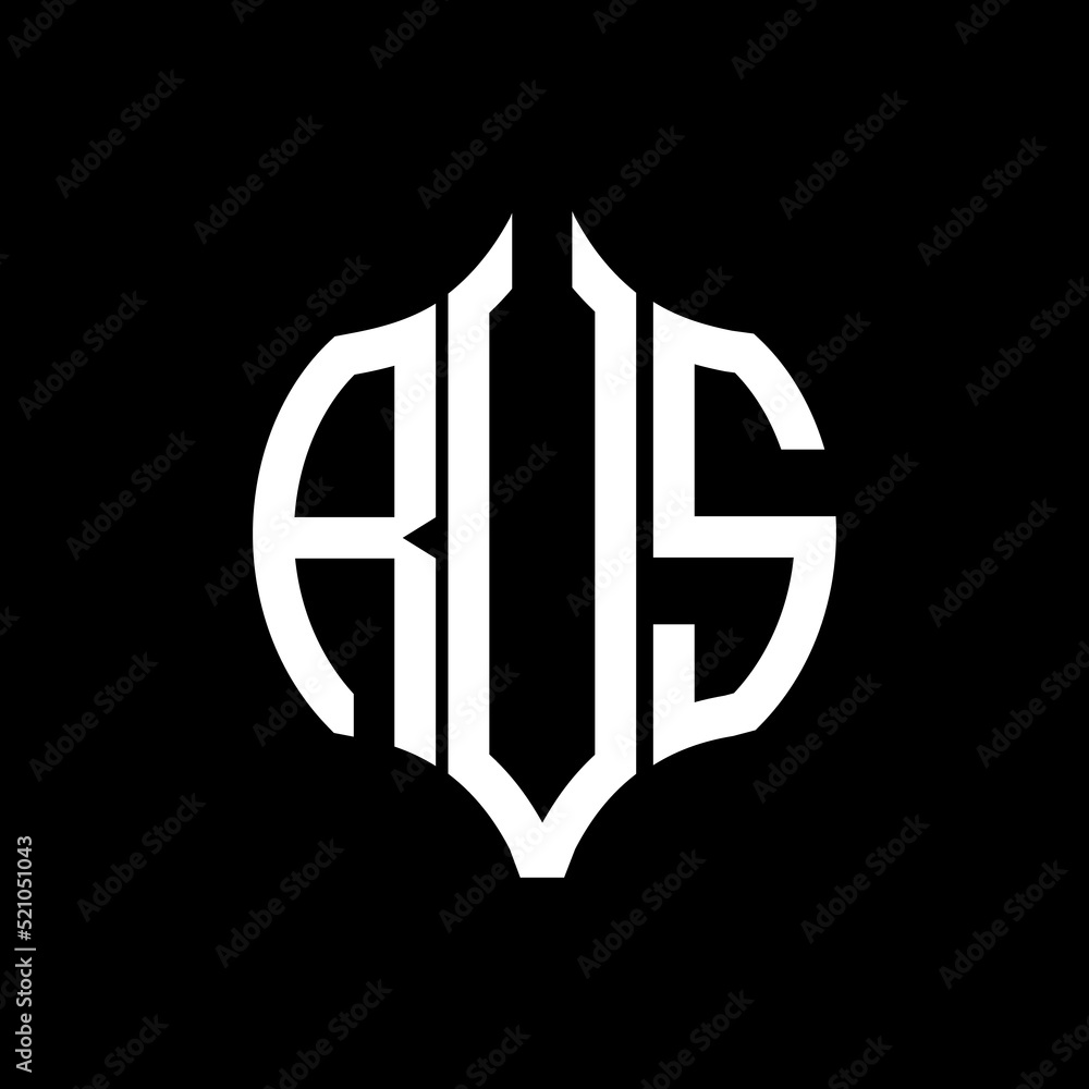 RVS letter logo. RVS best black background vector image. RVS Monogram ...