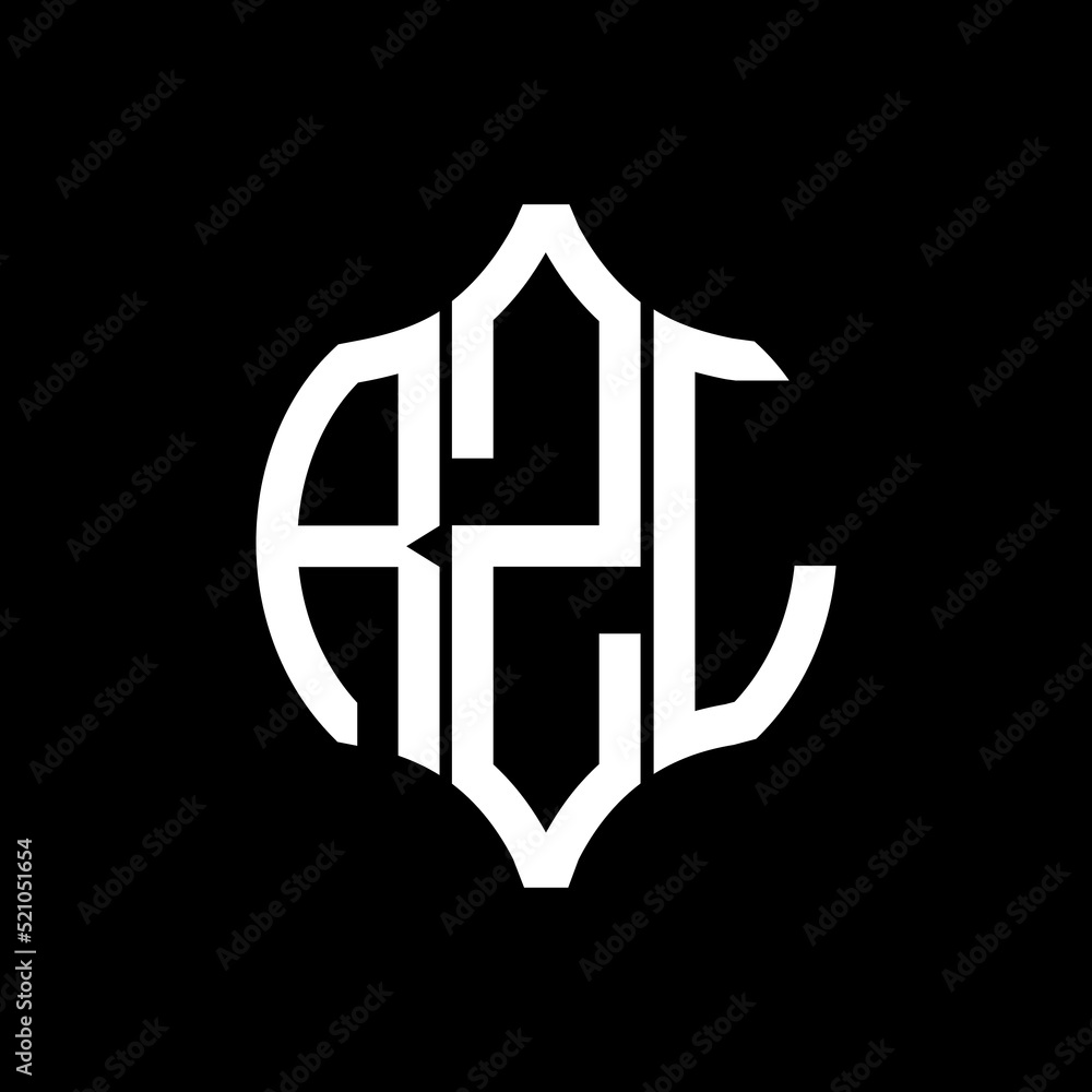 RZL letter logo. RZL best black background vector image. RZL Monogram ...