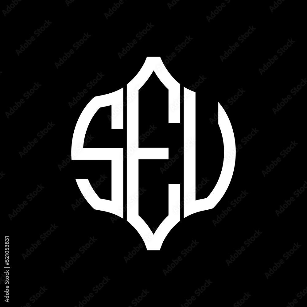 Vecteur Stock SEV letter logo. SEV best black background vector image ...