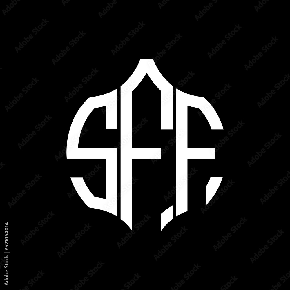SFF letter logo. SFF best black background vector image. SFF Monogram ...