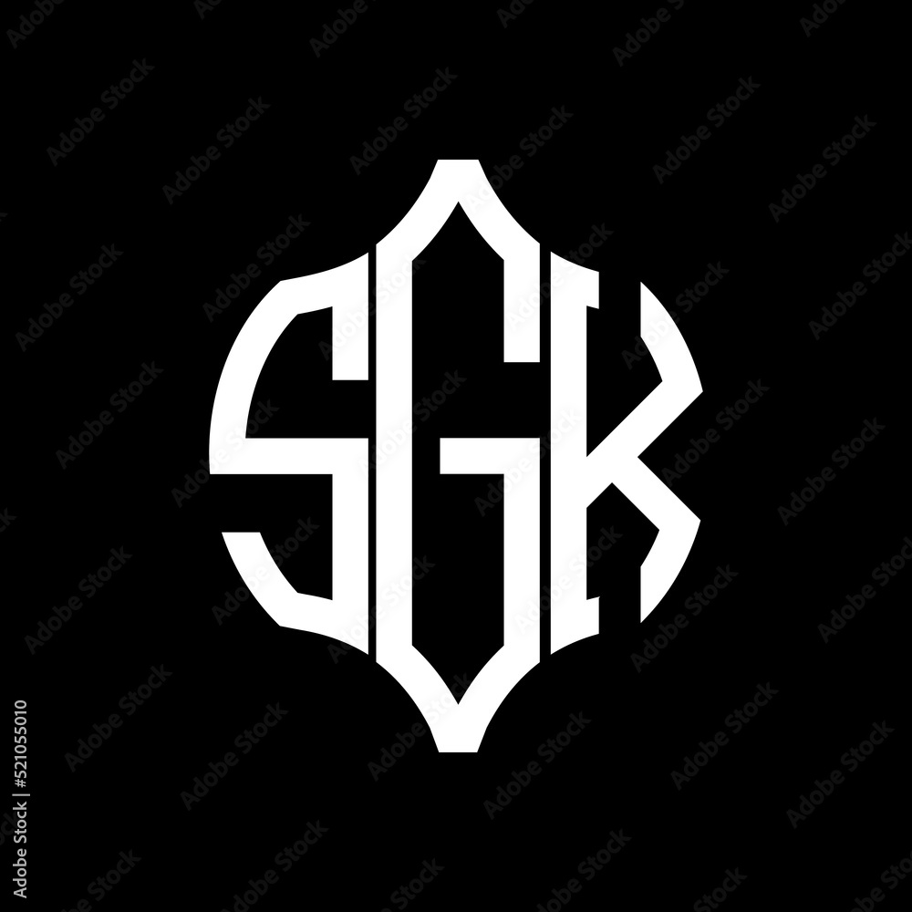 SGK letter logo. SGK best black background vector image. SGK Monogram ...
