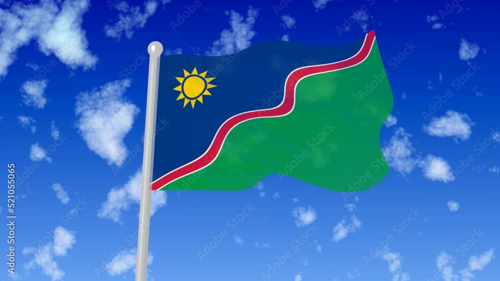 namibia national flying wave in the sky with clouds, National flag ...