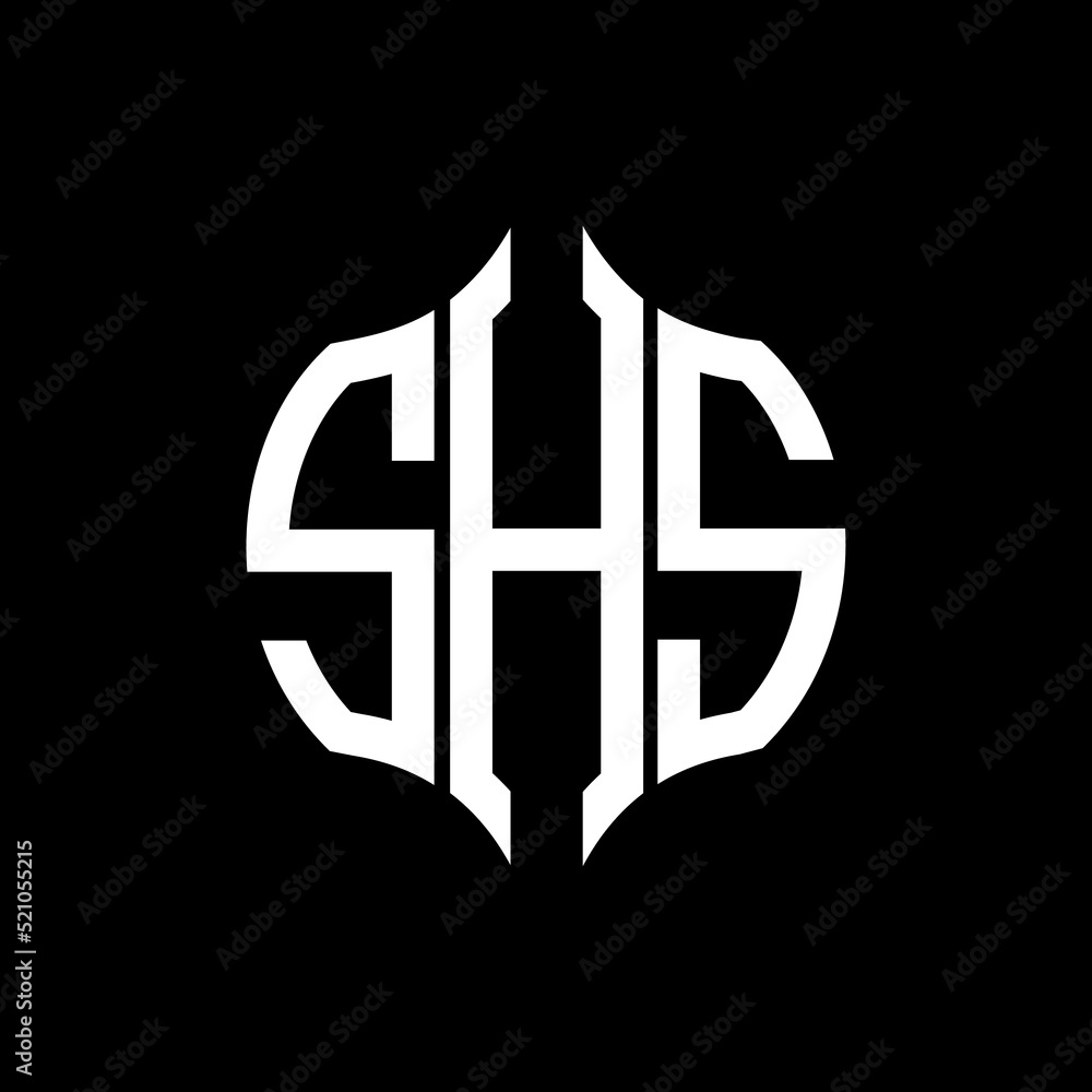 SHS letter logo. SHS best black background vector image. SHS Monogram ...