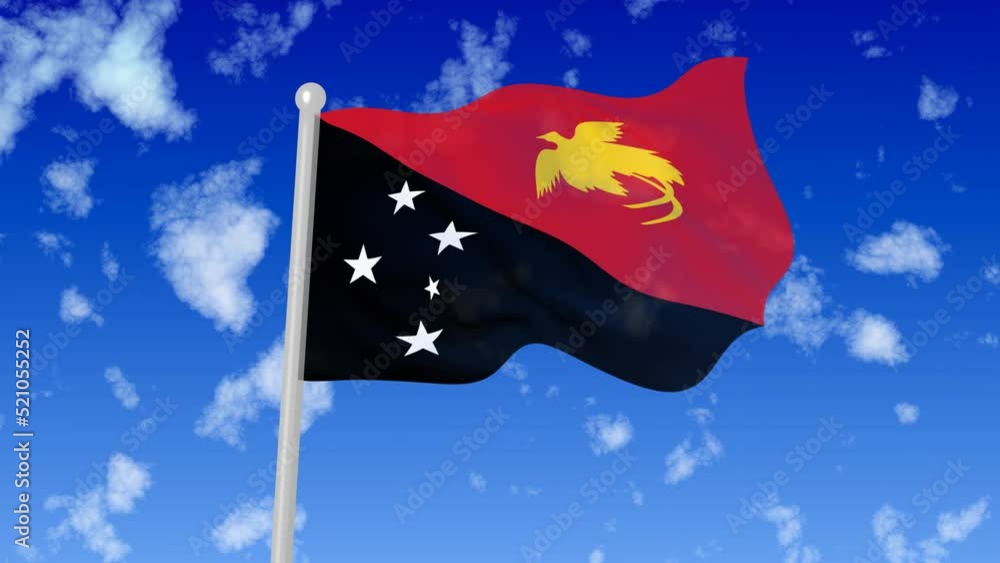 papua-new-guinea national flying wave in the sky with clouds, National ...
