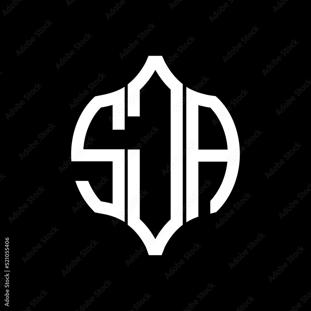 SJA letter logo. SJA best black background vector image. SJA Monogram ...