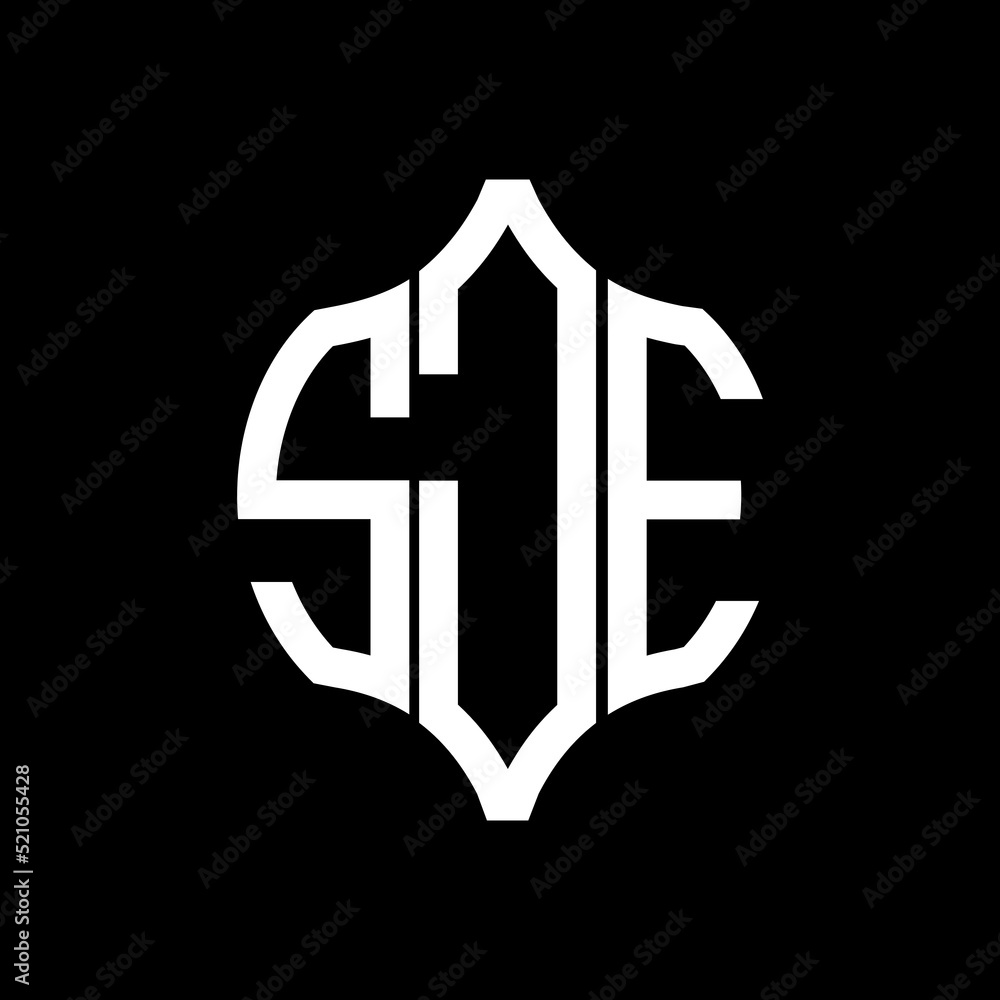 SJE letter logo. SJE best black background vector image. SJE Monogram ...