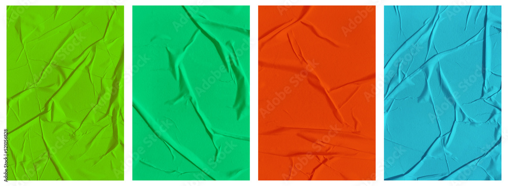 Set of wrinkled paper templates. wet blank paper for poster and text ...