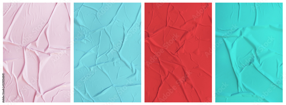 Set of wrinkled paper templates. wet blank paper for poster and text ...