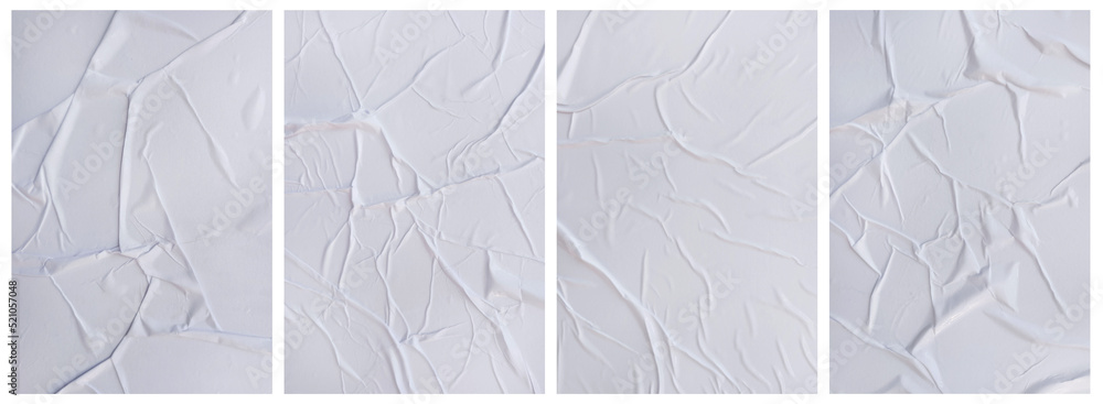 Set of wrinkled paper templates. wet blank paper for poster and text ...