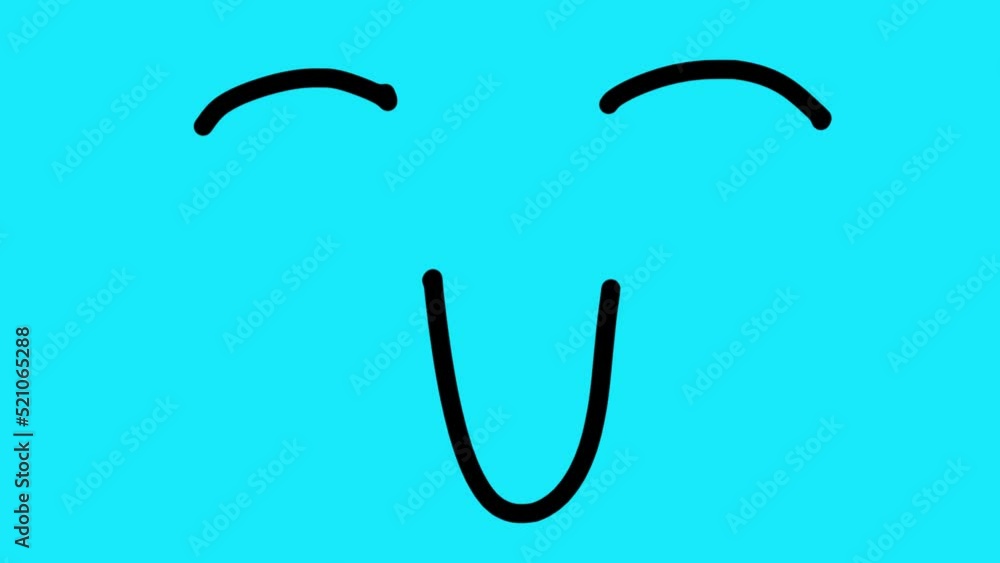 Animation of a cute blinking face on a blue screen. A cartoonish ...