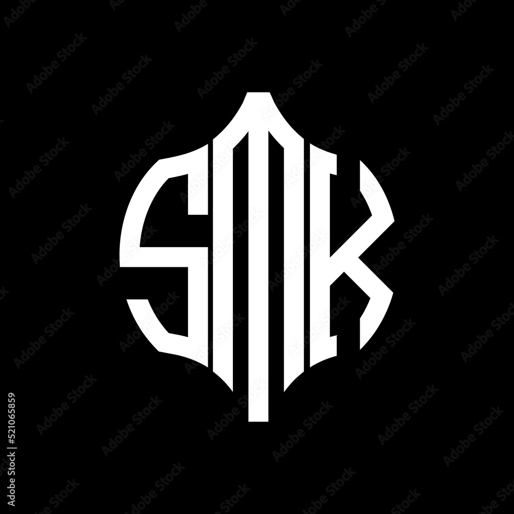 SMK letter logo. SMK best black background vector image. SMK Monogram ...