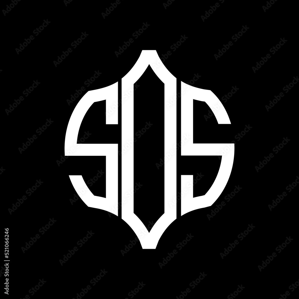 SOS letter logo. SOS best black background vector image. SOS Monogram ...