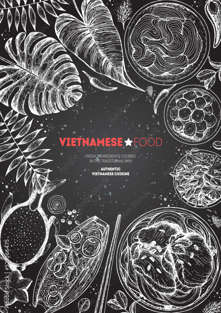 Photo & Art Print Vietnamese food top view frame, DiViArts